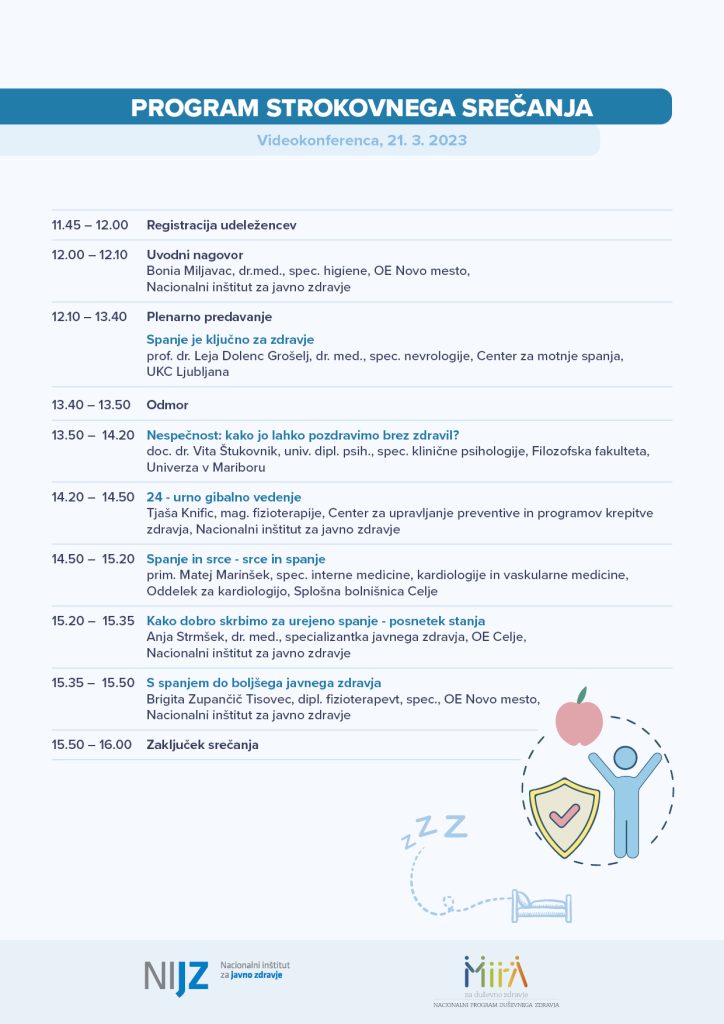 Strokovno srečanje Odrasli in spanje | Nijz