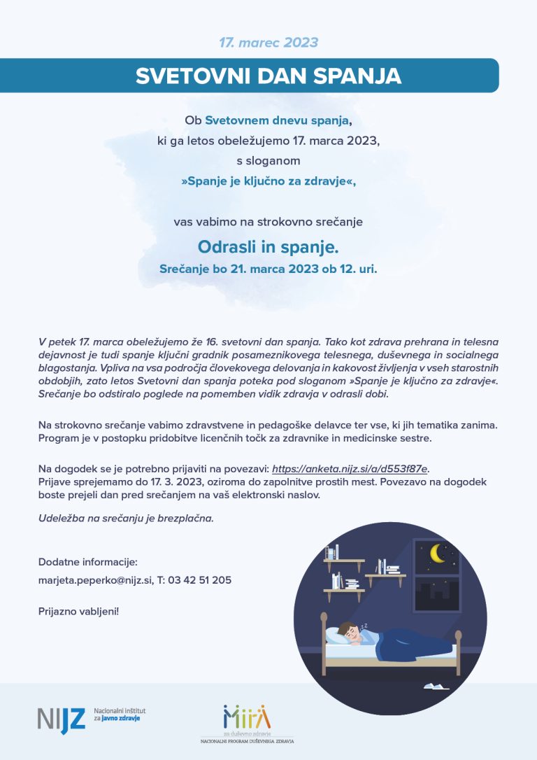 Strokovno srečanje Odrasli in spanje | Nijz